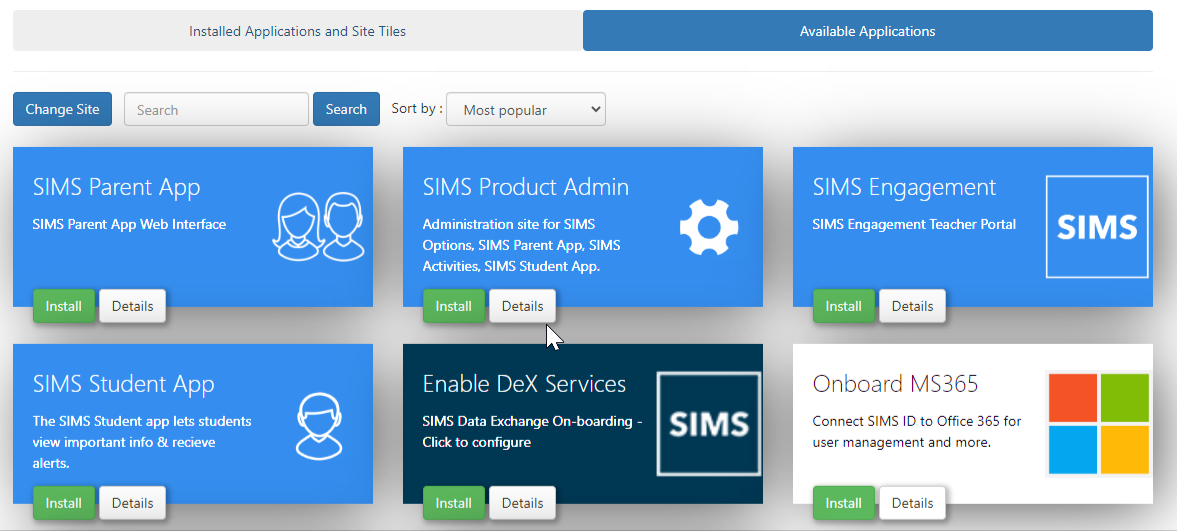 - Installing the Enable DeX Services tile - CSM