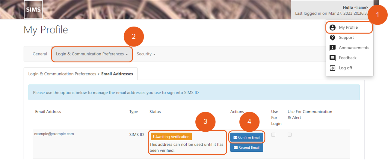 - Check whether you will have a verified email address recorded in SIMS ...